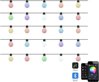 Beliani Led Girlande Bunt pvc 900 cm 25 Lichter rgb Farbwechsel mit Fernbediengung App-Steuerung Timer Schalter Outdoor Indoor f&uuml;r Weihnachtsbaum