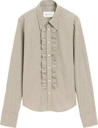 Ami Femme, Blouses et Chemises, Gris, Taille: 38 FR Chemise Ajust&eacute;e &agrave; Volants