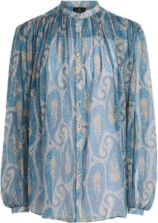 Etro Femme, Blouses et Chemises, Multicolore, Taille: 36 FR Chemise Pliss&eacute;e &Agrave; Col Mao