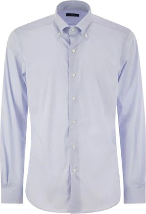 Fay Homme, Chemises, Bleu, Taille: XL Chemise Stretch en Coton &agrave; Col Boutonn&eacute;