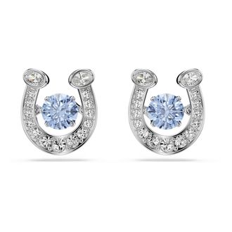 Swarovski Symbolica Ohrstecker, Rundschliff, Pav&eacute;, Hufeisen, Blau, Rhodiniert