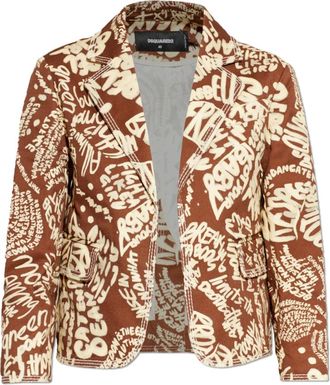 Dsquared2 Femme, Vestes, Brun, Taille: 34 FR Blazer Tailleur &agrave; Revers Ouverts