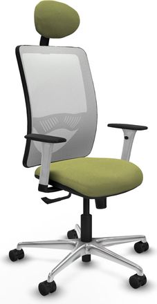 Piqueras y Crespo Stuhl f&uuml;r die Arbeit zu Hause Zulema mit wei&szlig;en und schwarzen Armlehnen, h&ouml;henverstellbare Lendenwirbelst&uuml;tze und festes Kopfteil, ausgestattet mit 3 