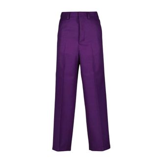 Ami Wollhose mit geradem Schnitt und Falten - - Trousers - Damen - Lila - XS
