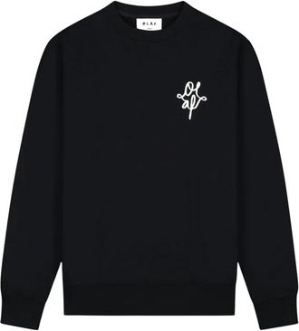 Olaf Hussein Homme, Sweatshirts et sweats &agrave; capuche, Noir, Taille: S Pull &agrave; Col Rond avec Monogramme Graphique