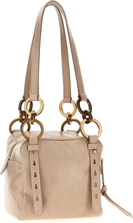Prada Dangle Leather Top Handle Bag - Beige