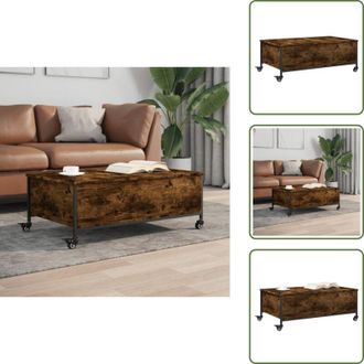 vidaXL Couchtisch mit Rollen R&auml;uchereiche 91x55x34 cm Holzwerkstoff - Couchtisch - Wohnzimmerstil - Holzm&ouml;bel - Sideboard - Rauchereiche M&ouml;bel - The Living