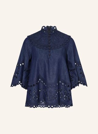 Zimmermann Jeansbluse Mahon Mit Lochspitze Und 3/4-Arm blau