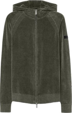 Roberto Ricci Design Velvet Techno Wash Hood Zip Knit - Homme - Vestes - Vert - Taille: L