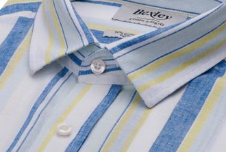 Bexley Edibert - Chemise homme chambray bleu jaune et vert clair