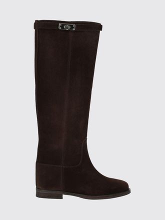 Via Roma 15 Bottes hautes en cuir de veau avec un talon compens&eacute;