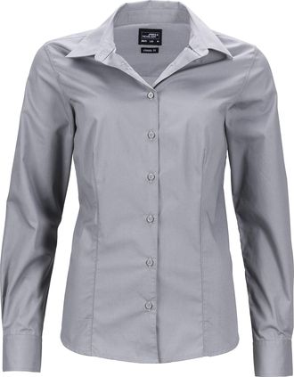 James & Nicholson Damen Ladies Business Shirt Longsleeve Bluse, Grau (Steel), 44 (Herstellergr&ouml;&szlig;e: 3XL)