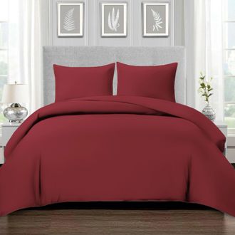 Pizuna 800 Fadenzahl aus Baumwolle Bettw&auml;sche Rio-Rot, 100% Langstaple Baumwolle Bettbezug und Kissenbezug, 100% Baumwolle Mako Satin 2-Teilig Bettw&auml;scheset 