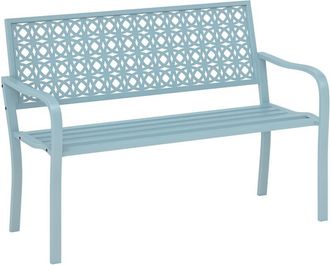 OUTSUNNY Banc de jardin - Outsunny - 2 places - dossier ajour&eacute; - en acier - pour balcon, terrasse, patio, v&eacute;randa - 127 x 63 x 85 cm - bleu