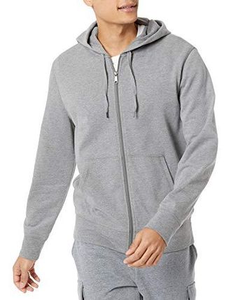 Amazon Essentials Sweat-Shirt à Capuche Léger en Tissu Éponge Entièrement Zippé, Coupe Confortable Homme, Charbon Chiné, XXL