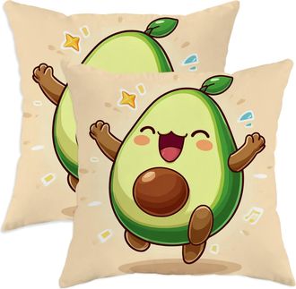 Generic Niedliche Avocado-Kissenbez&uuml;ge, bezaubernde gr&uuml;ne Cartoon-Kissen, lustige dekorative Akzente f&uuml;r Zuhause, Sofa, Bett, Couch, 40,6 x 40,6 cm, 2 St&uuml;ck