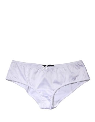 Dolce & Gabbana Womens White Silk Stretch Mid Waist Brief Panty Underwear Elastane Clothing