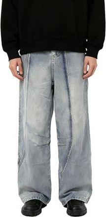 Generic Jean Homme Jeans Homme Jean Homme Regular Confortable Classique D&eacute;chir&eacute; Patchwork Asym&eacute;trique - Jambe &Eacute;vas&eacute;e Bootcut pour Silhouette Moderne Et Audaci