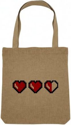 Fabulous Sac Shopping Tote Bag Aspect Lin - Coeur Vie Jeux Video Pixel Life Arcade Retro Gaming Video Game - Sac de Courses Toile Epaisse 360g Beige Naturel Ca