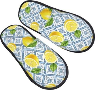 Generic Respirant Pantoufles en Feutre Le-Mon Blue Tile Chaussures Confortable Chaussons Femme pour Int&eacute;rieur Femme Ext&eacute;rieur M