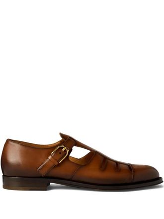 Ralph Lauren Purple Label mocassins en cuir &agrave; boucles - Marron