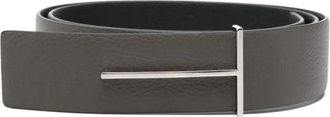 Tom Ford Homme, Accessoires, Gris, Taille: 100 CM Ceinture fine r&eacute;versible en cuir grain&eacute; T 38 mm