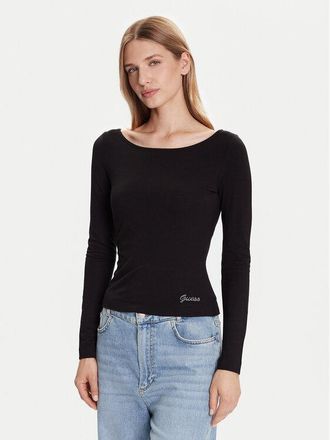 Guess Bluse W5BP46 KCYV2 Schwarz Slim Fit