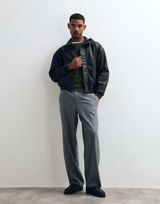 Hollister bomber oversize en imitation cuir noir