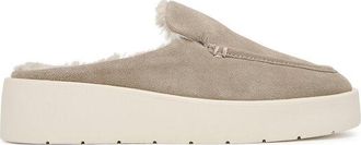 Calvin Klein Pantoletten Flatform Mule Suede Wl HW0HW03182 Beige