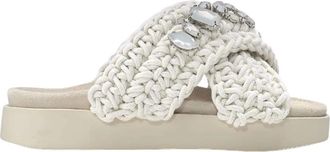 INUIKII Femme, Chaussures, Beige, Taille: 40 EU Woven Stones Slider