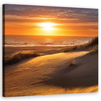 Feeby Bild auf Leinwand - Wandbilder Wohnzimmer Aesthetic - Sonnenuntergang Meer Strand Natur - 50x50 1tlg - Schlafzimmer Wandekoration - Bilder Zimmer - Li