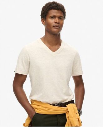 Superdry T-shirt &agrave; manches courtes en lin &agrave; encolure en V