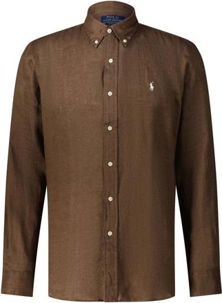 Polo Ralph Lauren Homme, Chemises, Brun, Taille: M Chemise en lin coupe ajust&eacute;e