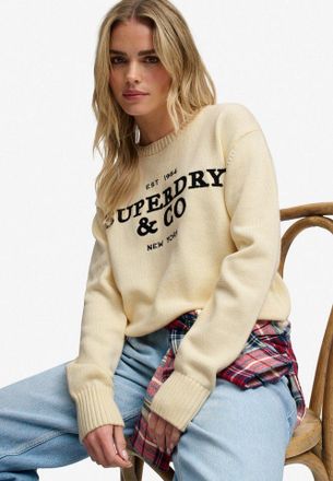 Superdry Strickpullover HERITAGE GRAPHIC JUMPER Baumwolle, mit hochwertiger Stickerei