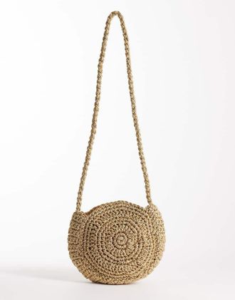 Accessorize Sac bandouli&egrave;re coquillage en raphia m&eacute;tallis&eacute; - Dor&eacute;