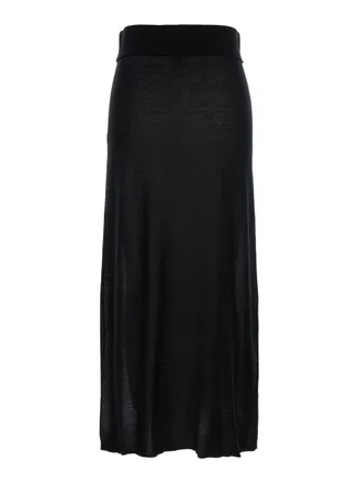 Toteme Womens Black Long Skirt With Elastic Waist Lyocell