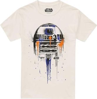 Star Wars R2d2 Paint Drip Unisex T Shirt, Natural, Naturel, XL Mixte