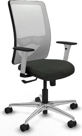 Piqueras y Crespo PC-Stuhl mit Armlehnen aus schwarzem Netzstoff, mit wei&szlig;en und schwarzen Armlehnen, h&ouml;henverstellbare Lendenwirbelst&uuml;tze, 3 Positionen, Wei&szlig; / Schwarz