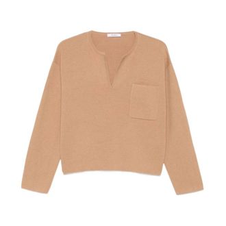 Max Mara Kamelbrauner Pullover Mit Umlegekragen - - Knitwear - Damen - Braun - S