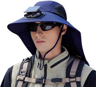 Generico Chapeau de Soleil avec Ventilateur, Chapeau de p&ecirc;che avec Ventilateur Solaire, Protection Nuque Rechargeable USB pour Femme en Plein air randonn&eacute;e Voy