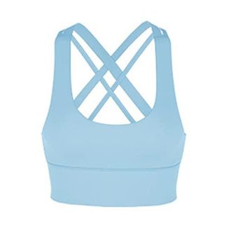 Generic Bustiers Gilet haute r&eacute;sistance pour femme, rembourrage de poitrine amovible, sensation, soutien-gorge de yoga legging avec haut pour femme, bleu ciel