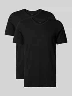 Bugatti T-Shirt aus Baumwolle mit V-Ausschnitt