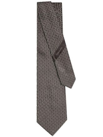 Ferragamo cravate &agrave; motif Gancini en jacquard - Gris