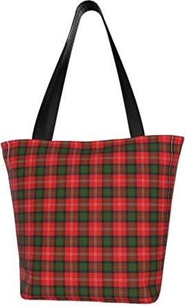 AOOEDM Sac fourre-tout r&eacute;utilisable Tartan rouge noir femmes sac &agrave; main d&eacute;contract&eacute; sacs &agrave; bandouli&egrave;re pour faire les courses &eacute;picerie voyage &agrave; lext&eacute;rieur