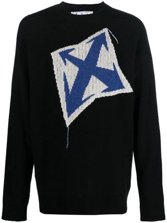 Off-white pull en laine &agrave; motif Arrows en intarsia - BLACK PEACOCK