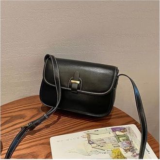 Generic MZSKLW Sac En Cuir For Femmes, Sac À Bandoulière Oblique, Petit Sac Carré Vintage(Black)