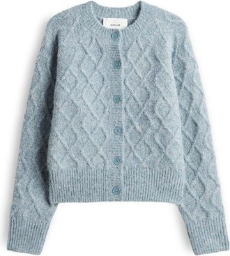 OPUS Strickjacke Dable aus Strick mit Zopfstruktur Verk&uuml;rzte, schmale Silhouette mit weichem Zopfstrick