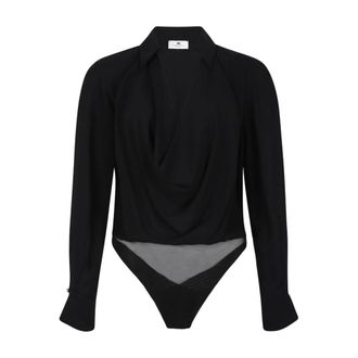 Elisabetta Franchi Femme, Tops, Noir, Taille: 34 FR Body en Georgette de Viscose