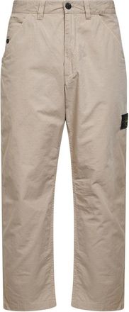 Stone Island Homme, Pantalons, Beige, Taille: W36 Pantalon Coupe Droite en Coton Ripstop