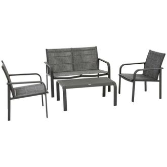 Hesperide Salon de jardin Piazza 4 places gris graphite - Hesp&eacute;ride